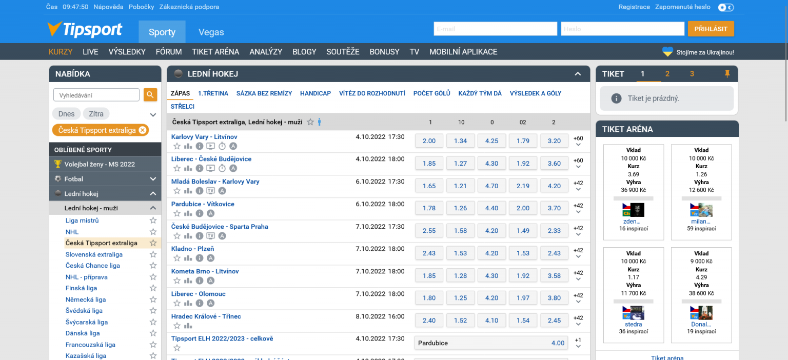 Tipsport extraliga | CZ sázkové kanceláře online