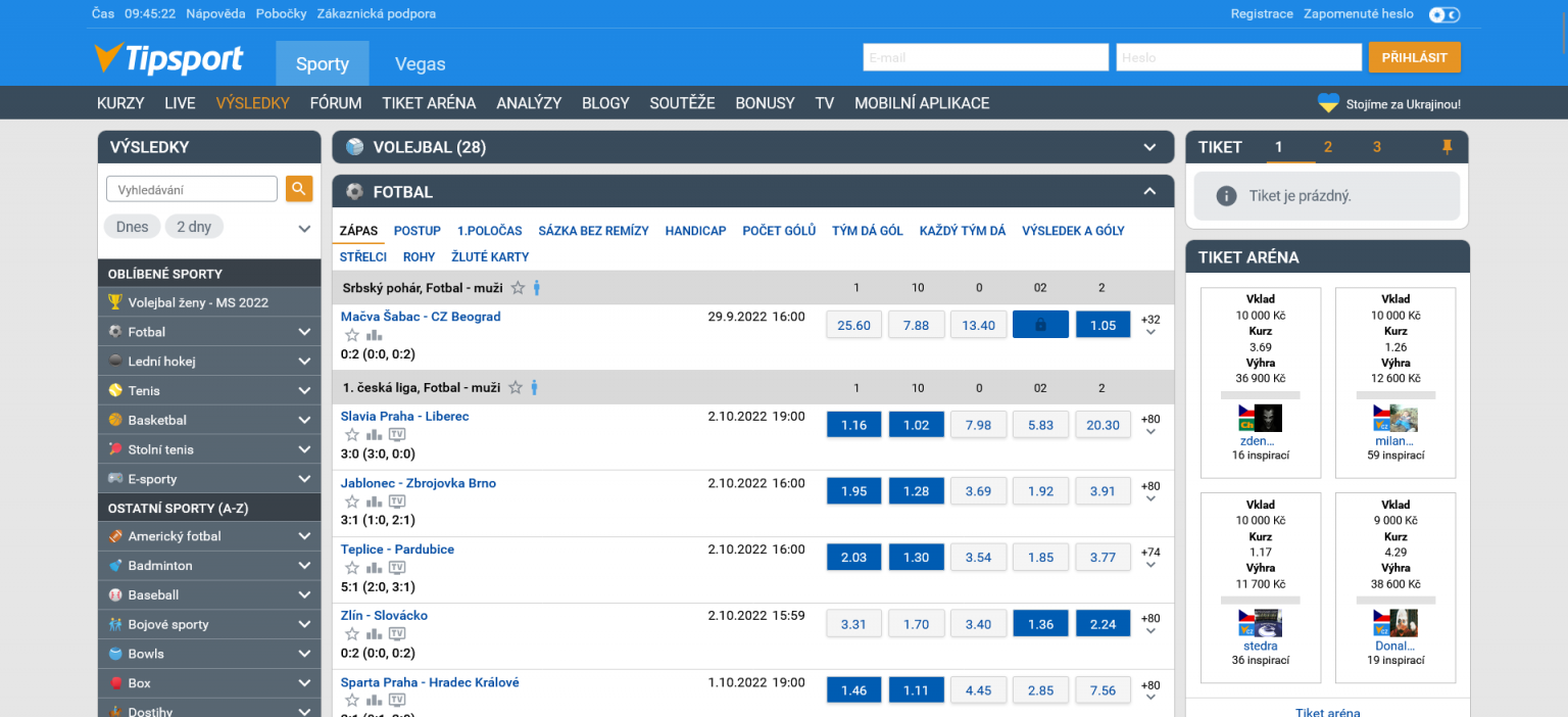 Tipsport výsledky | CZ sázkové kanceláře online