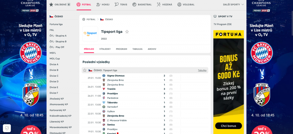 Tipsport liga | CZ sázkové kanceláře online