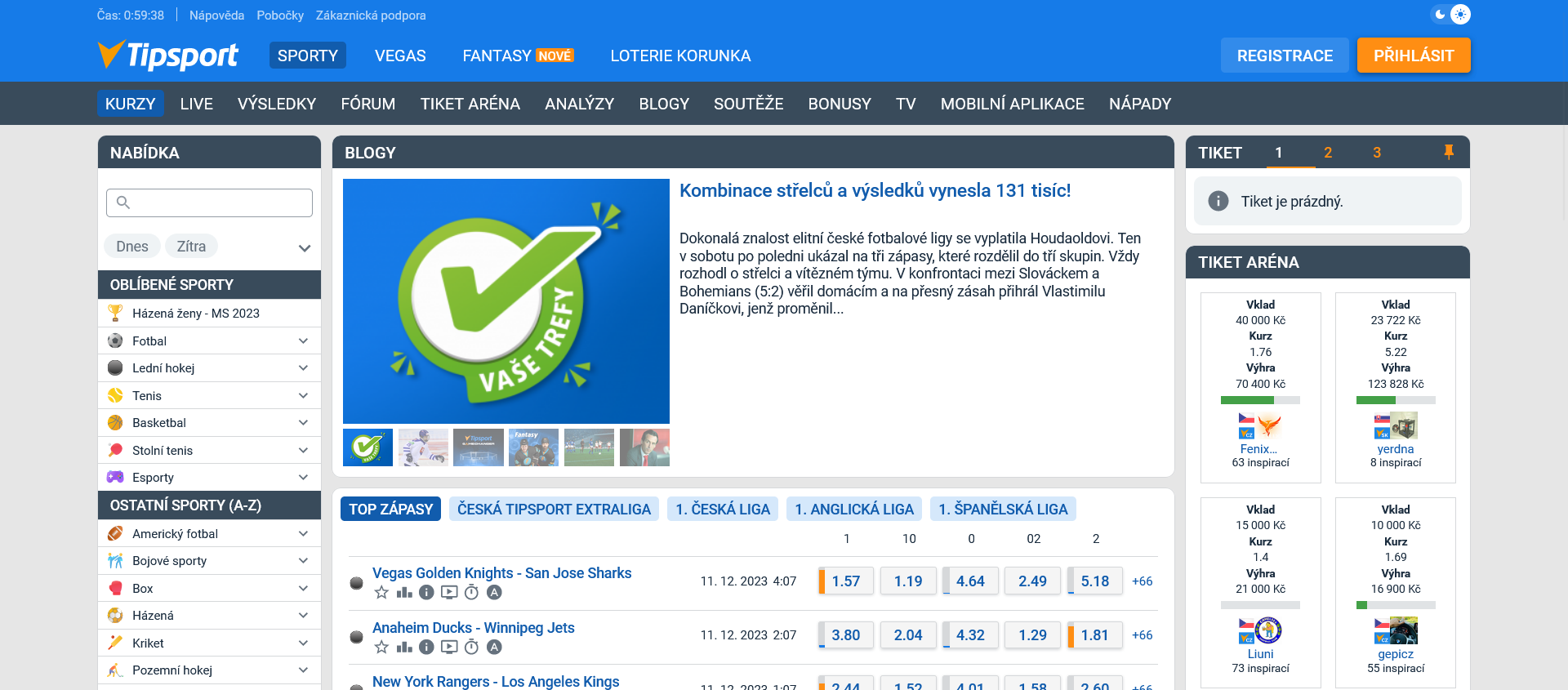 Tipsport CZ - recenze 2025 | Registrace s bonusem 50.000 Kč